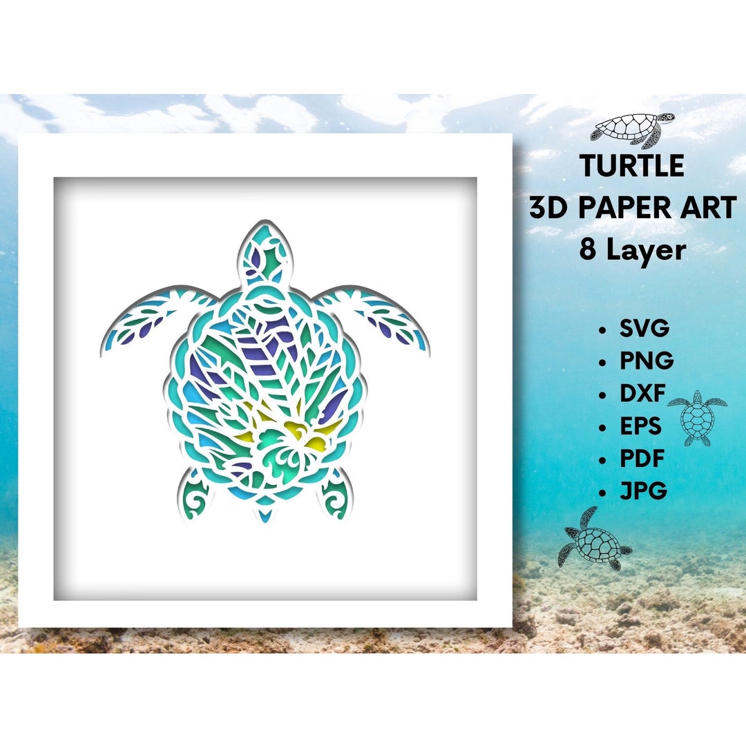 Turtle 3d Layered Svg,turtle Paper Art,turtle Paper Cut,svg,turtle ...