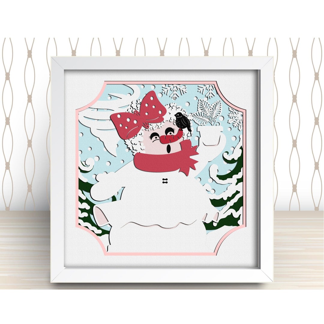 3D SNOWGIRL Shadow Box-snowgirl Svg-3d Winter Svg-winter Shadow Box ...