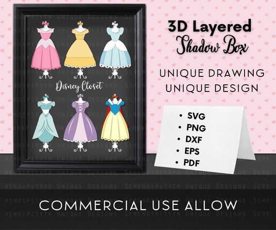 Princess Svgdisneyland 3d Layered Svg3d Layered Svg Shadow | Etsy
