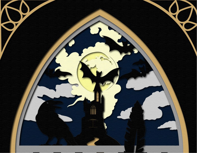 Halloween Shadow Box Template,3d Layered Paper Cut, 3d Layered Svg ...