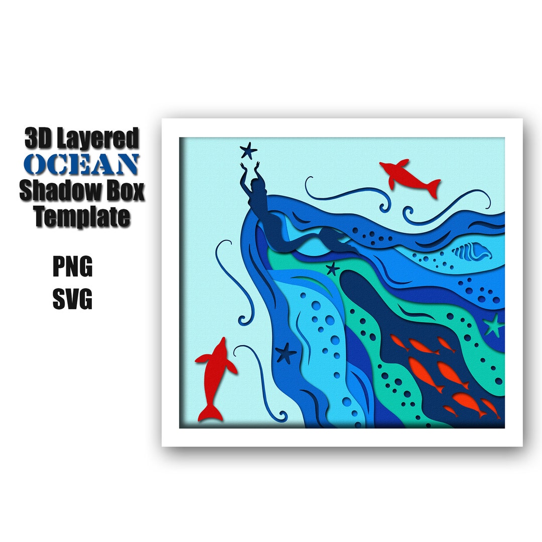 Ocean 3d Layered Svg,ocean Paper Art,sea Paper Cut,svg,paper Craft ...