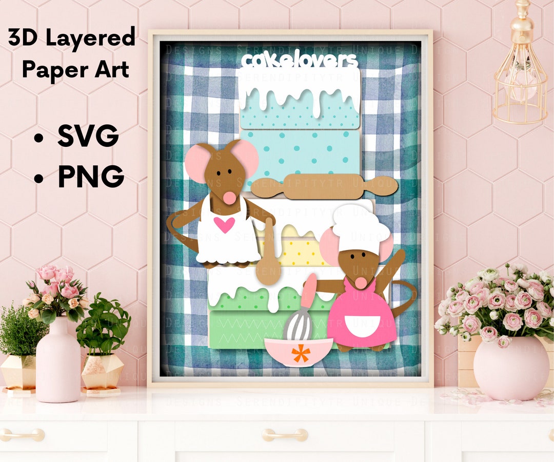 Chef Mouse and Cake3d Layered Svg3d Paper Projectspaper - Etsy