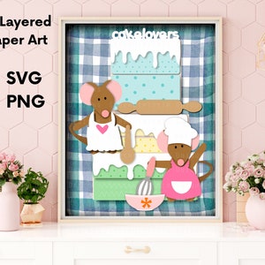 Chef Mouse and Cake3d Layered Svg3d Paper Projectspaper - Etsy