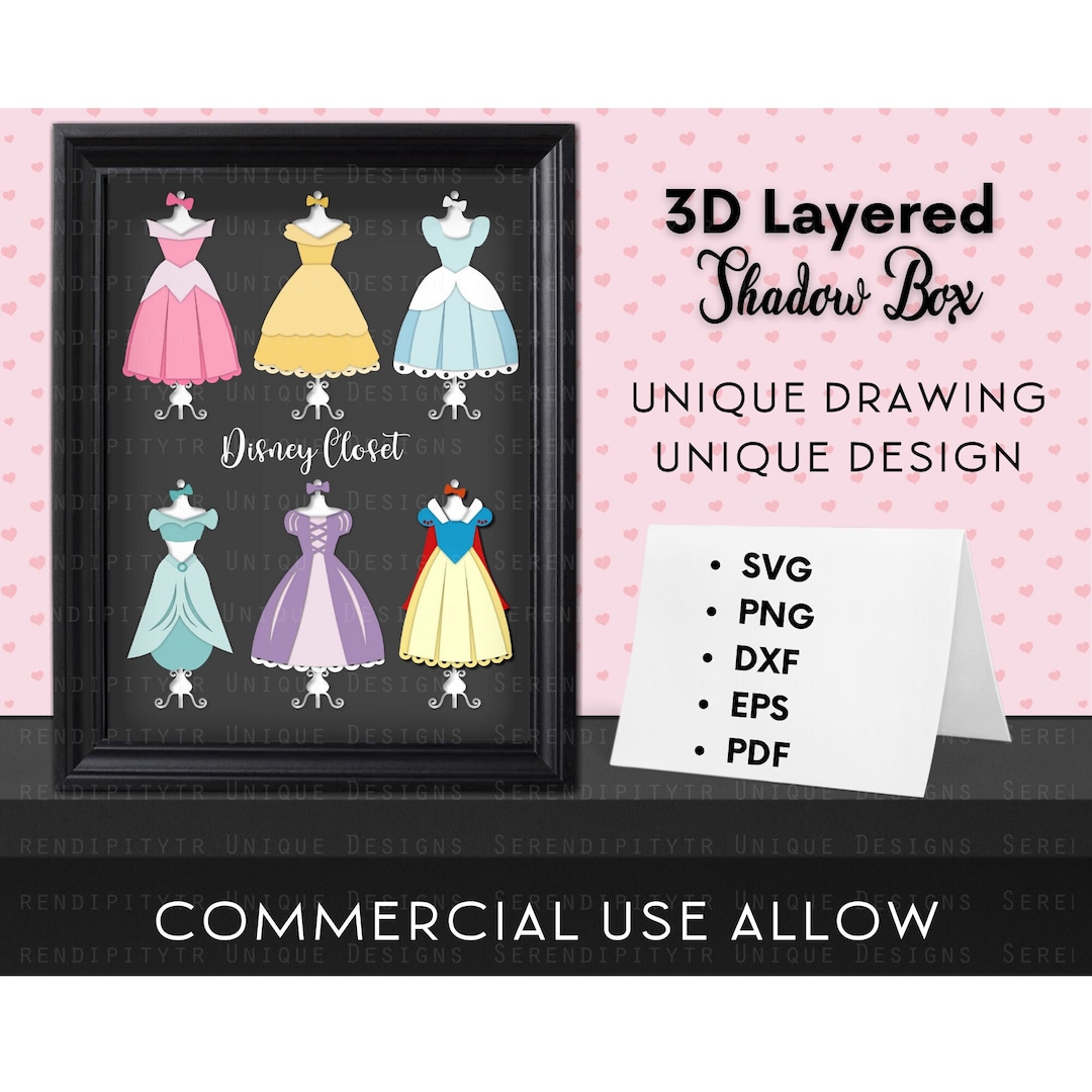 Princess Svg,disneyland 3d Layered Svg,3d Layered Svg, Shadow Box ...
