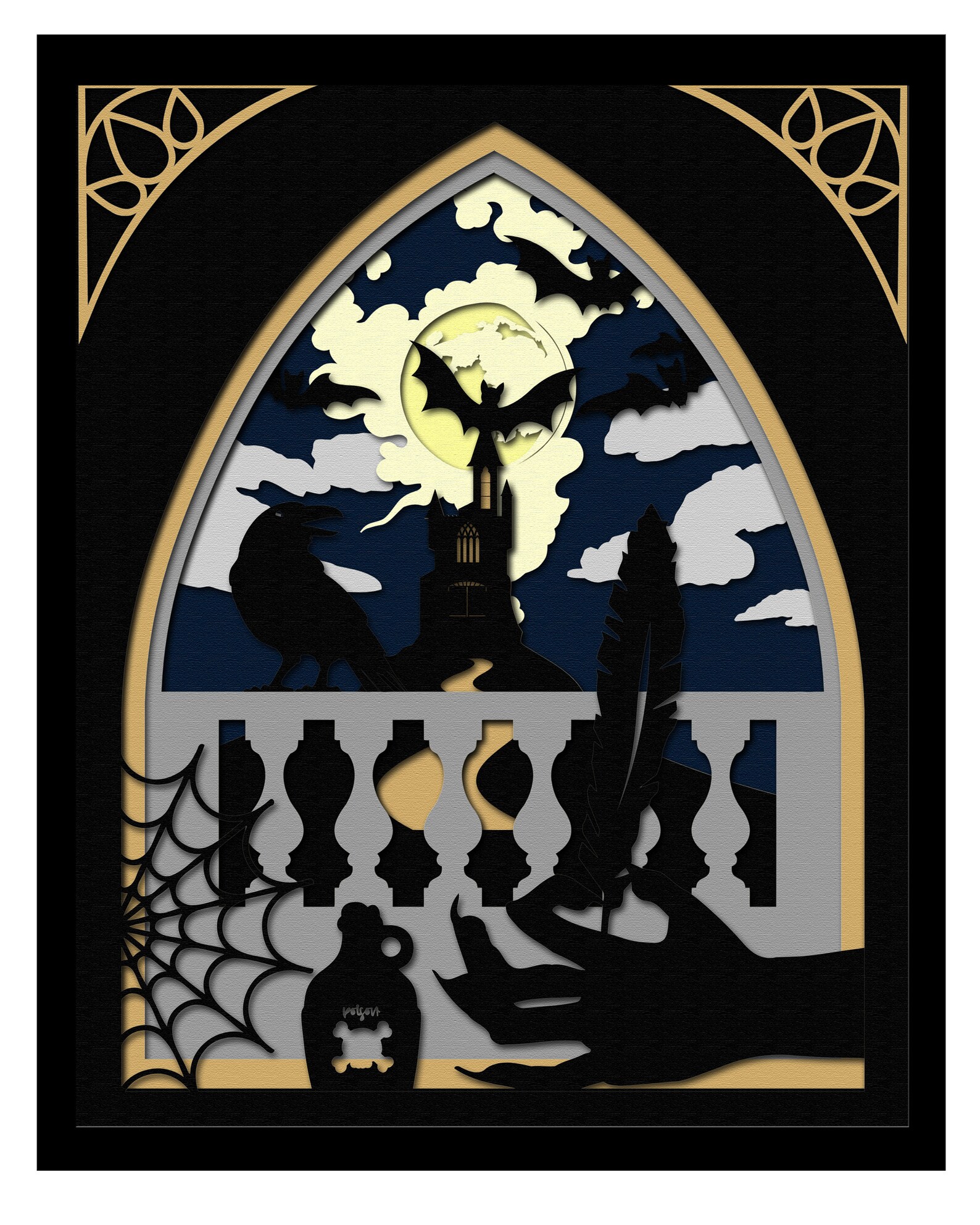 Halloween Shadow Box Template,3d Layered Paper Cut, 3d Layered Svg ...