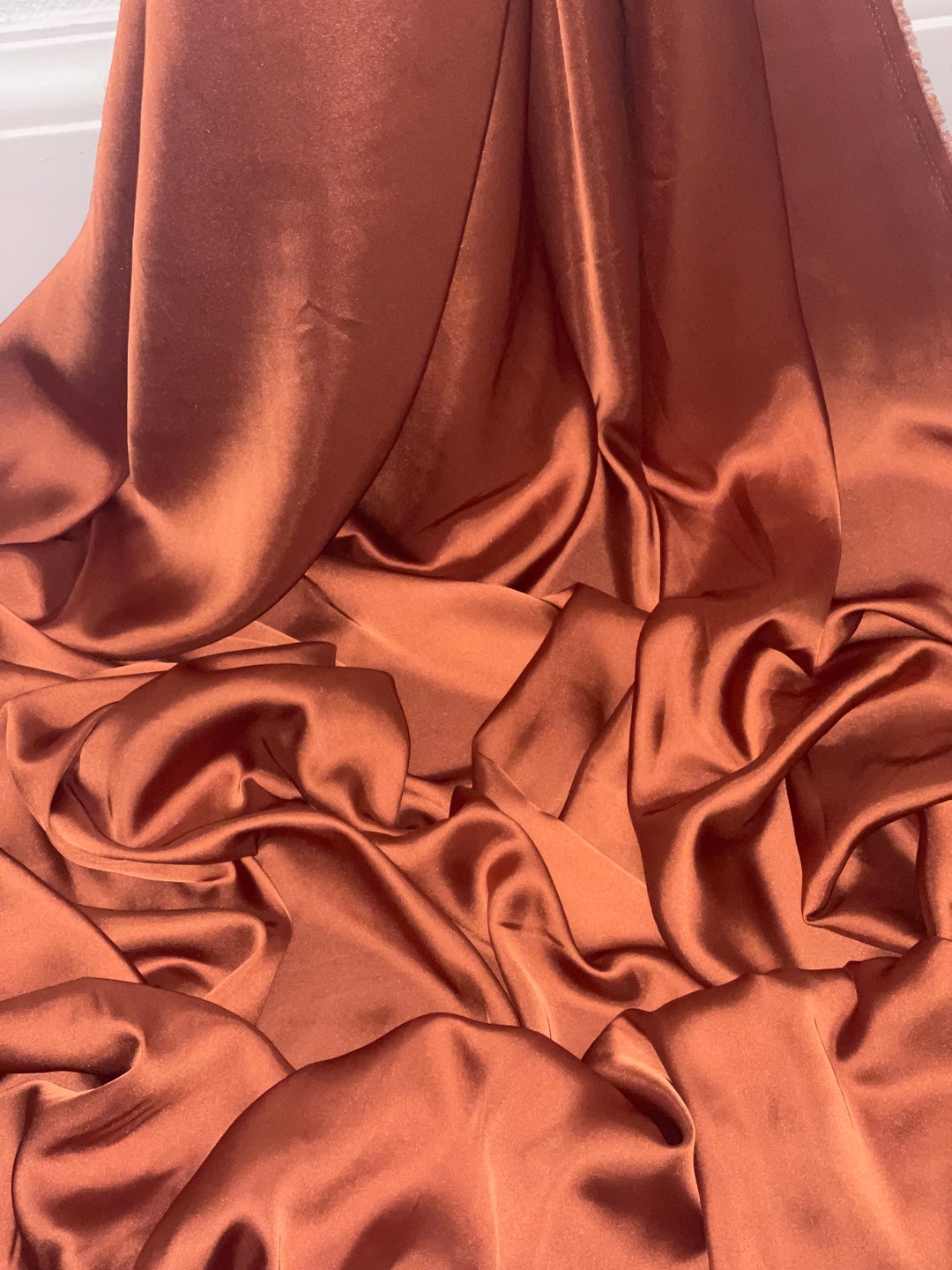 1m Burnt Orange Copper Colour Luxury Glossy Charmeuse Silky - Etsy
