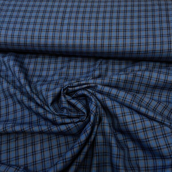 Blue Check Fabric - Etsy UK
