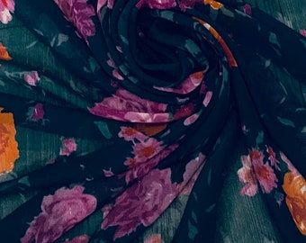 Teal Chiffon Fabric - Etsy