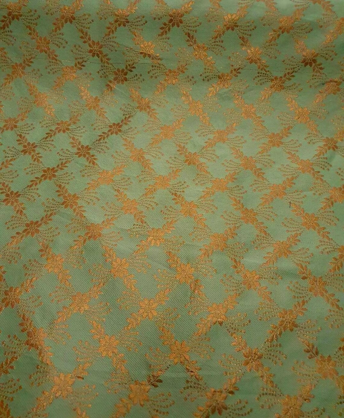 1m Lime Green Gold Multi Colour Floral Metallic Print Indian - Etsy UK