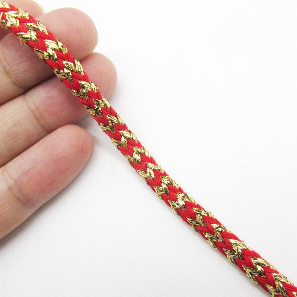 Plaited Cotton Lame Cord Red Gold 4mm 4689 - Etsy