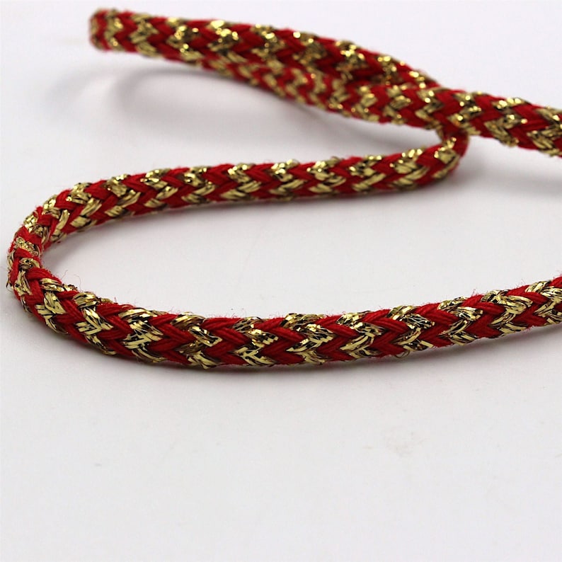 Plaited Cotton Lame Cord Red Gold 4mm 4689 - Etsy