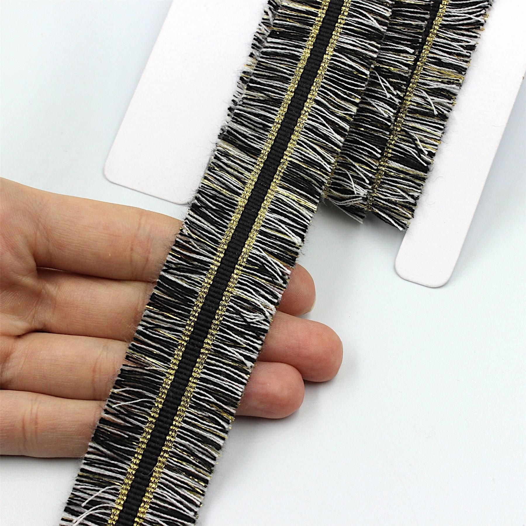 Double Edge Lame Fringe BLACK GOLD 30mm 8369 - Etsy
