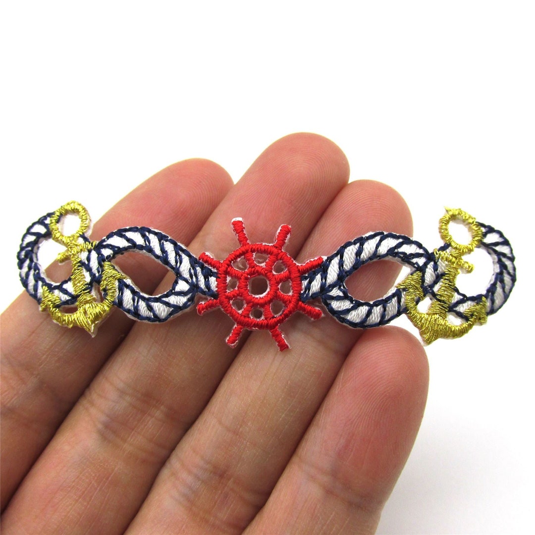 Anchor and Ship Wheel Motif RED GOLD 18x75mm 5311 - Etsy