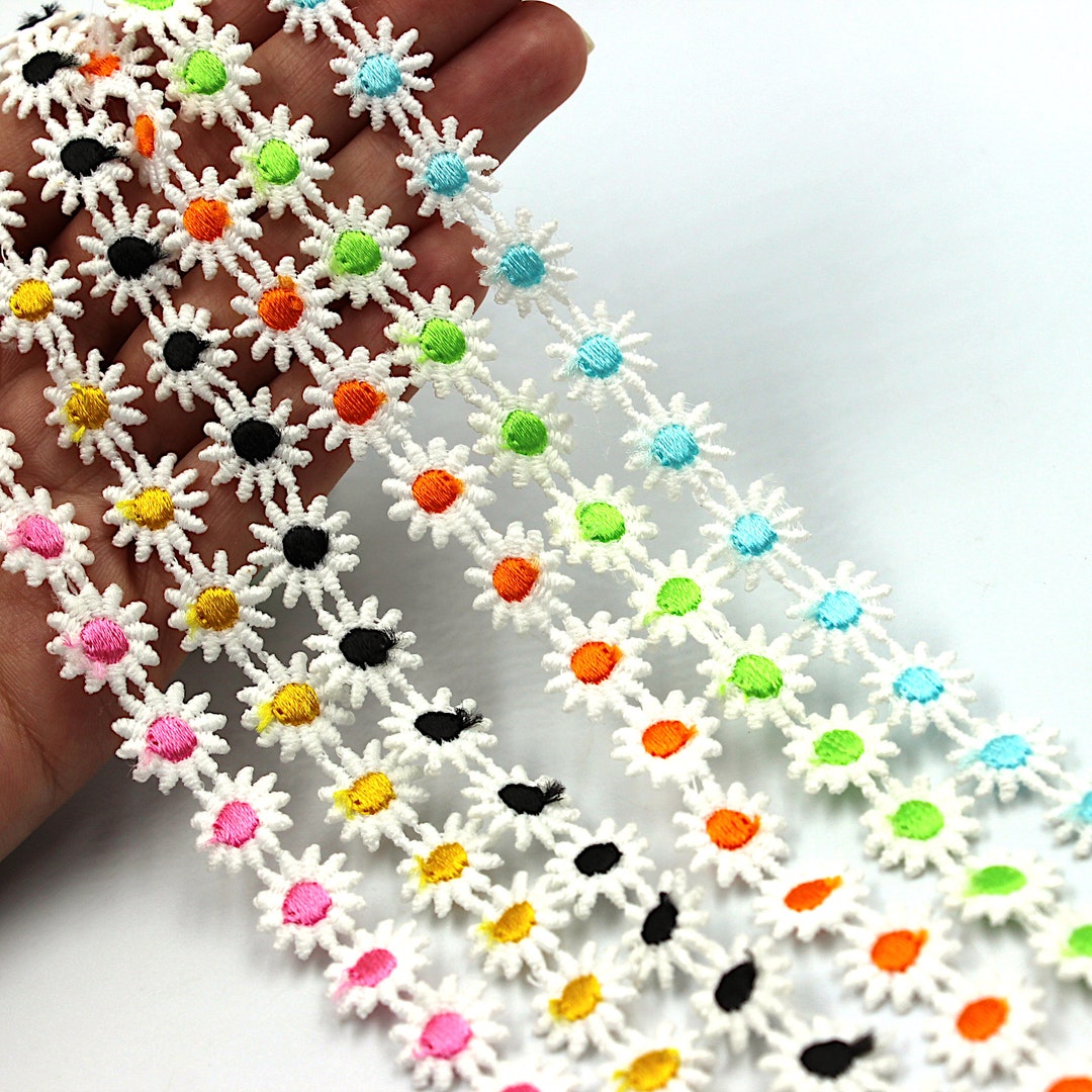 White Daisy Braid With Colourful Center 12mm 5427 - Etsy