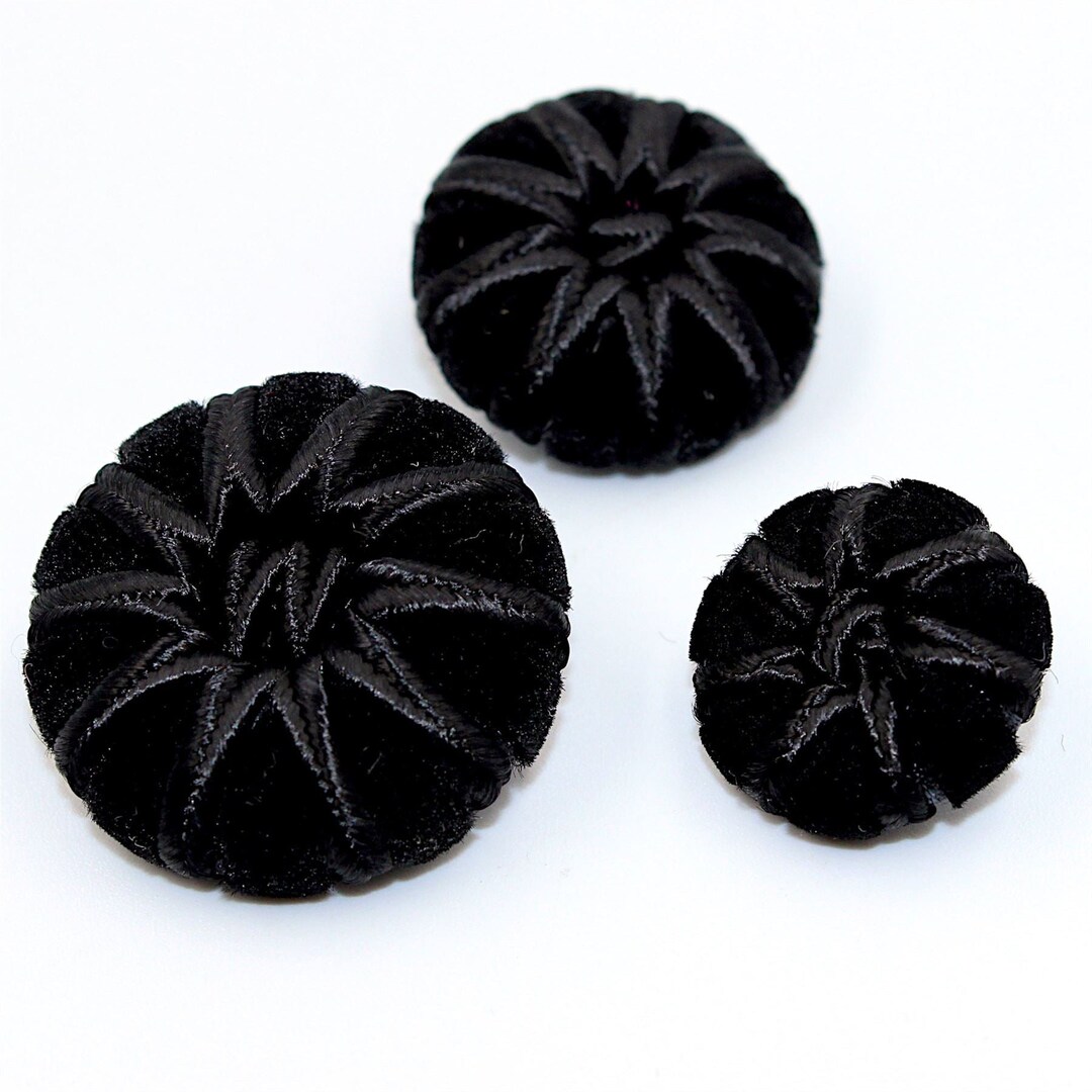 Black Velvet Corded Button With Centre Knot 4454 - Etsy
