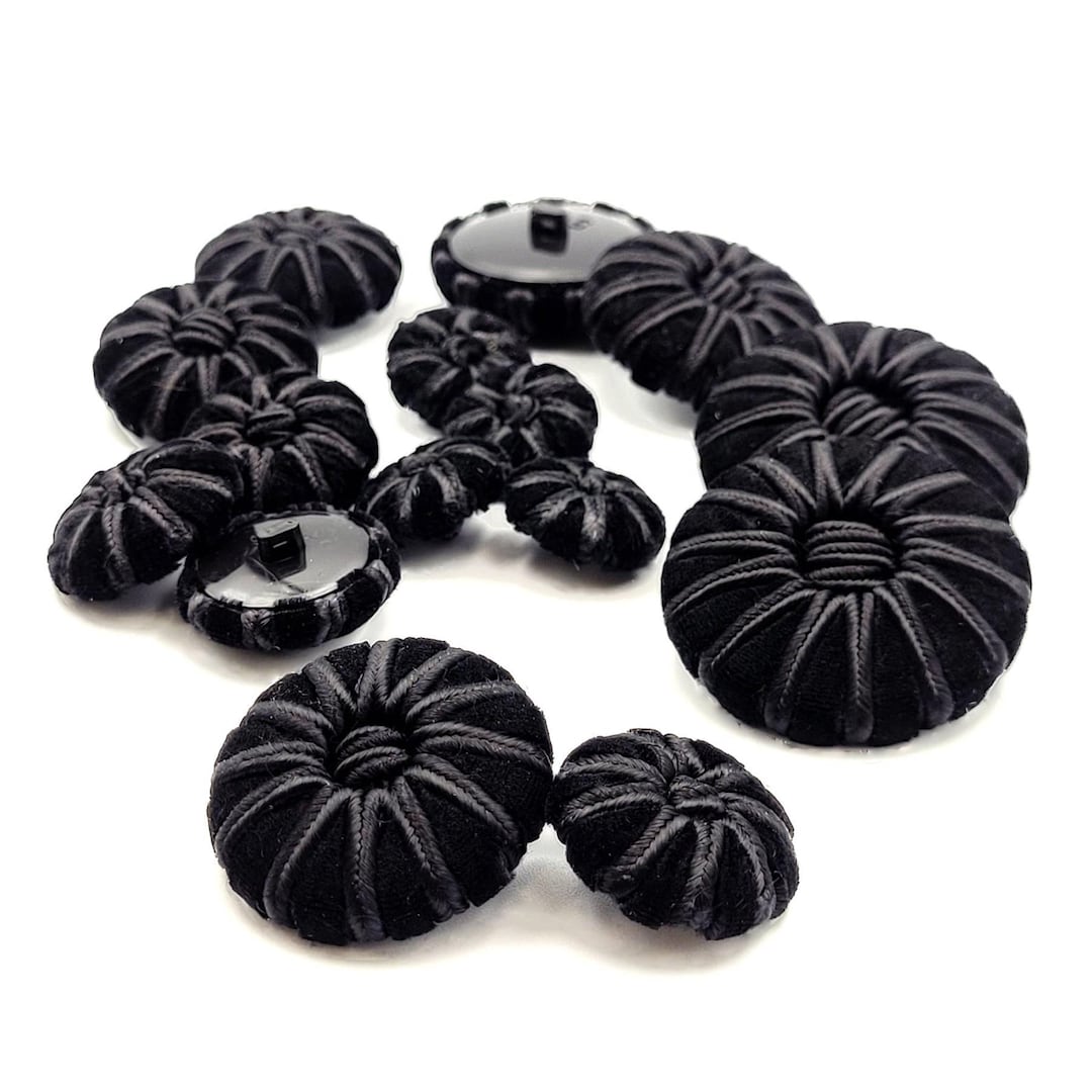 Black Velvet Passementerie Corded Button - 4454 - Etsy UK