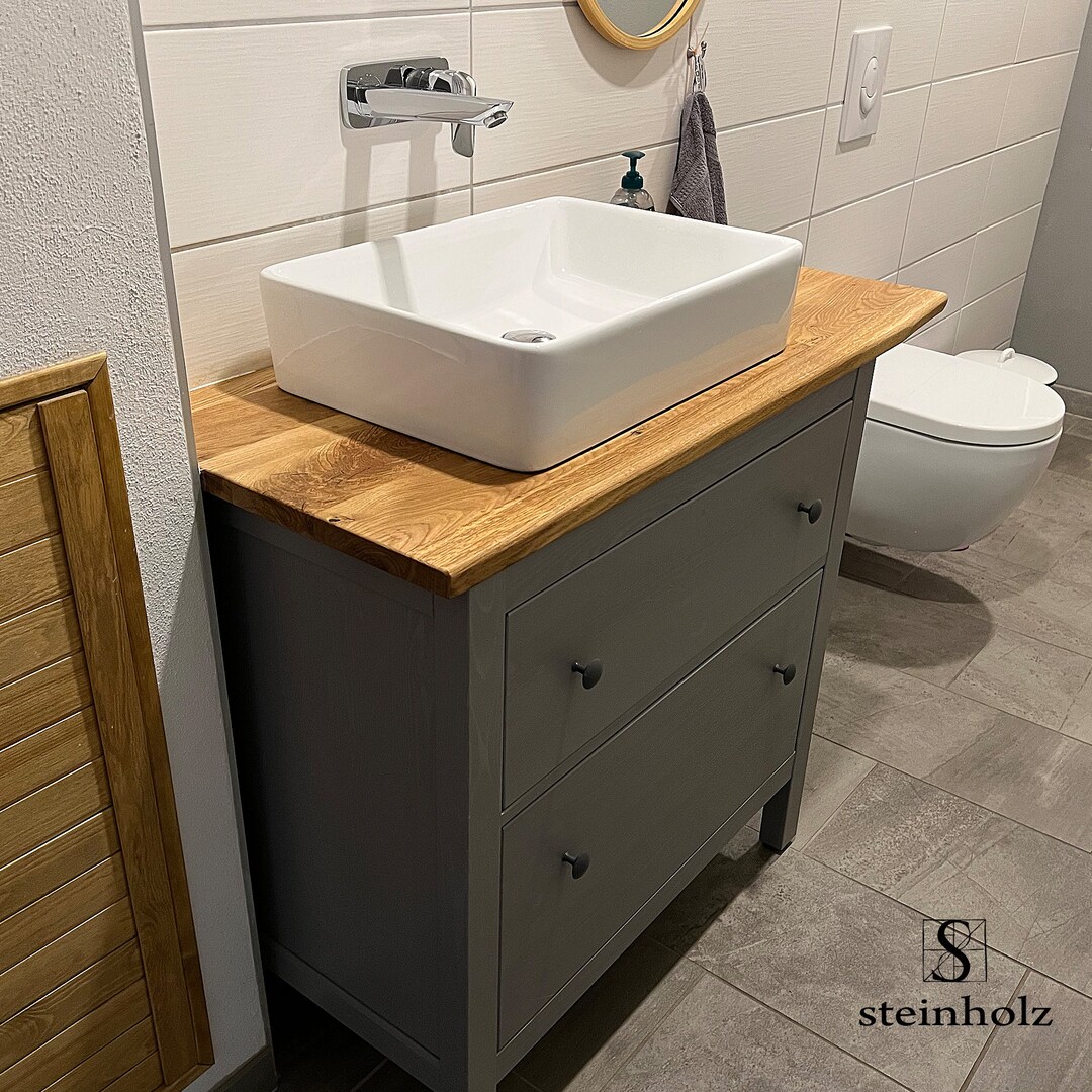 Solid Oak Vanity Top - Natural Edge, Durable & Impregnated. Perfect for ...