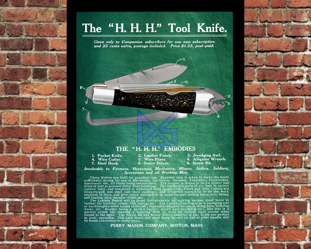H.H.H. Tool Knife – Oscar Barnett, Pocket Knife Wall Art, Knife Poster ...
