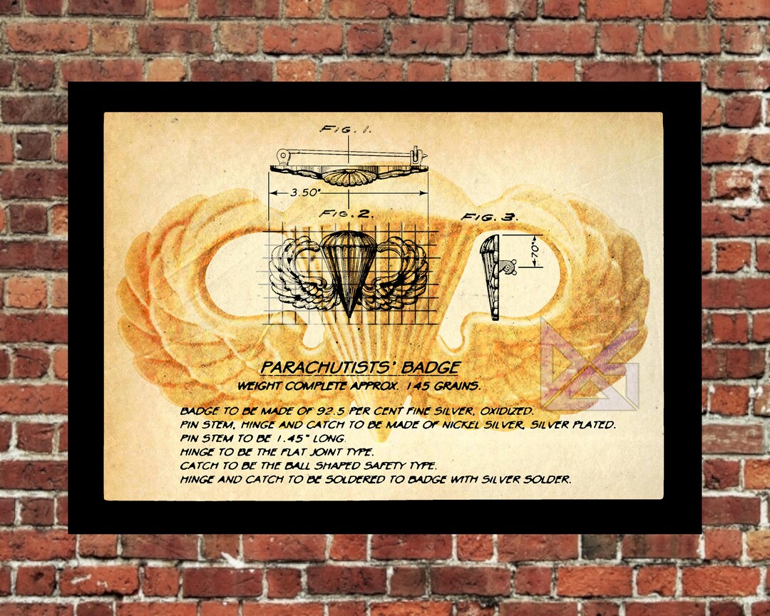 Parachutists Badge Jump Wings Digital Art, Parachute Wall Art ...