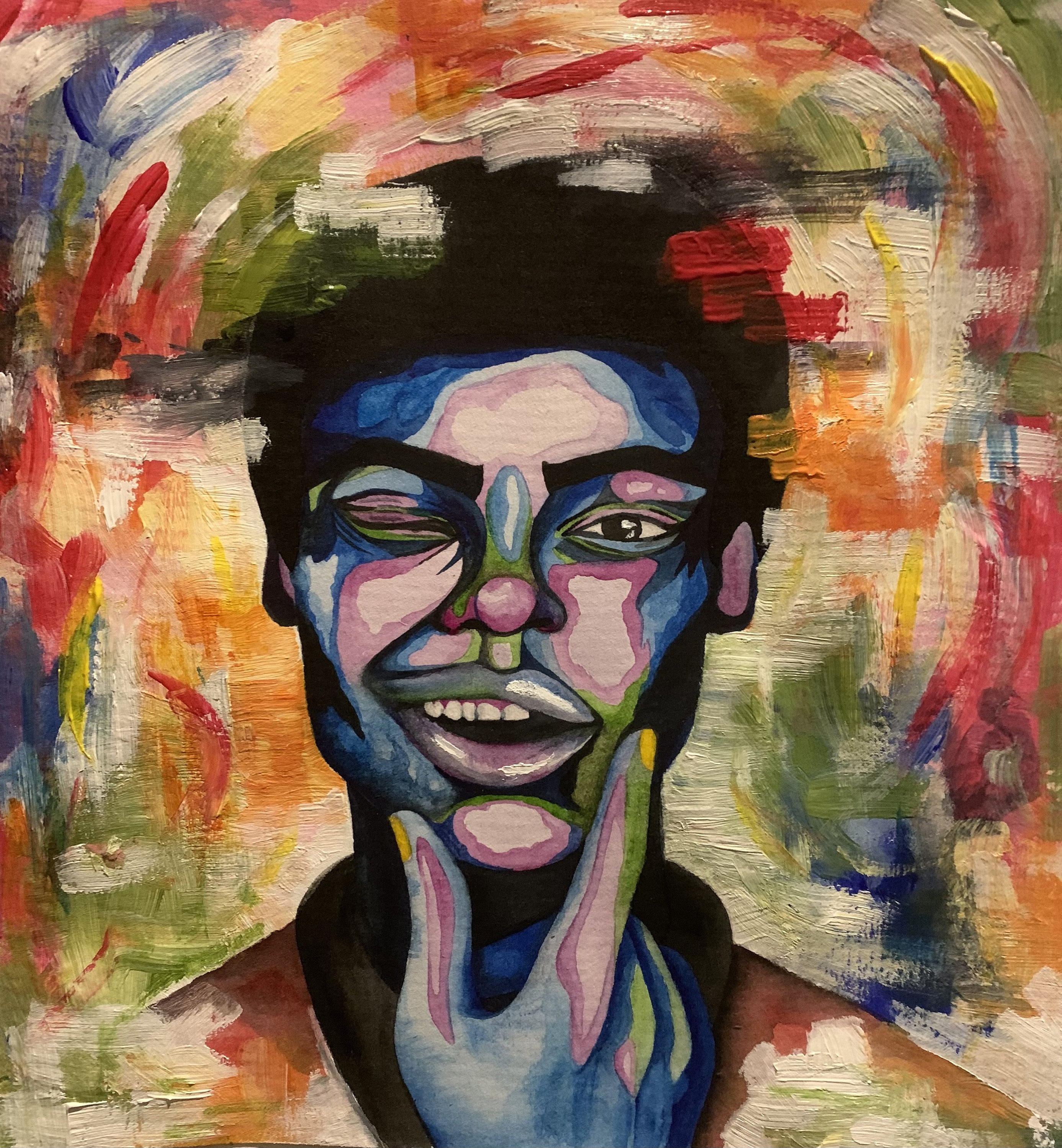 Androgynous Pose Watercolour and Acrylic Paintint Print 30cmx30cm ...