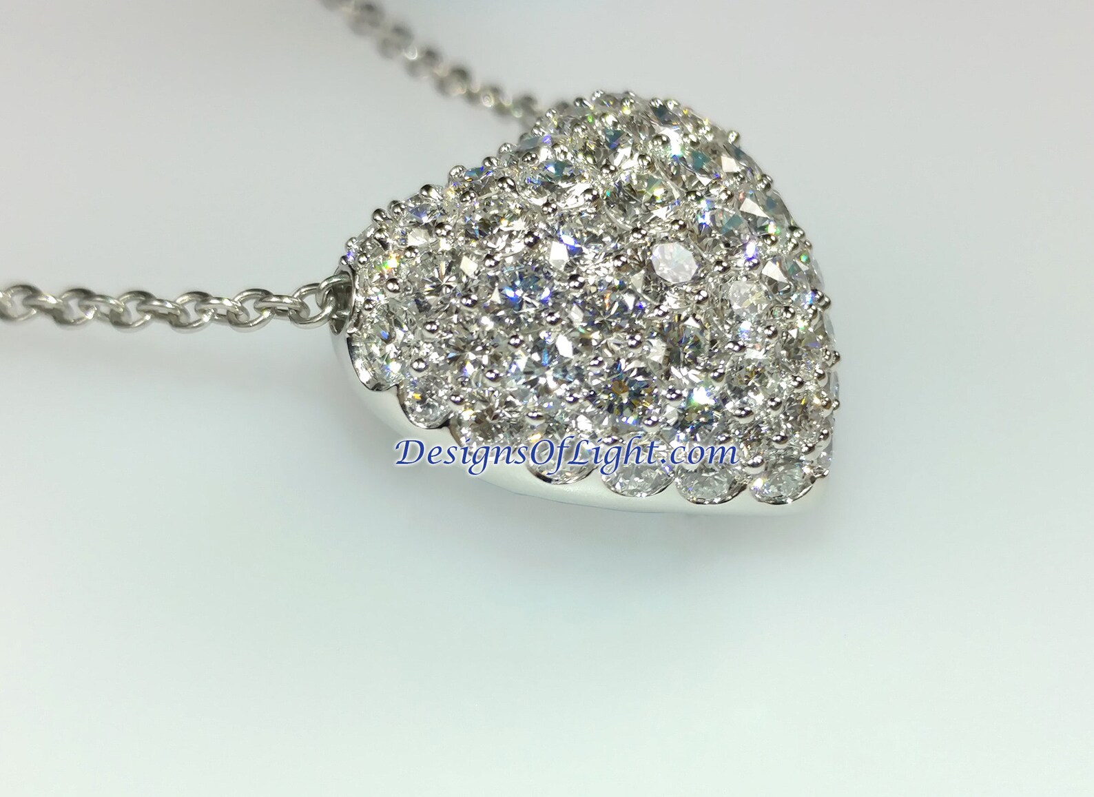 3.16ct Diamond Pavé Heart Platinum and Diamond Heart Puffed - Etsy France