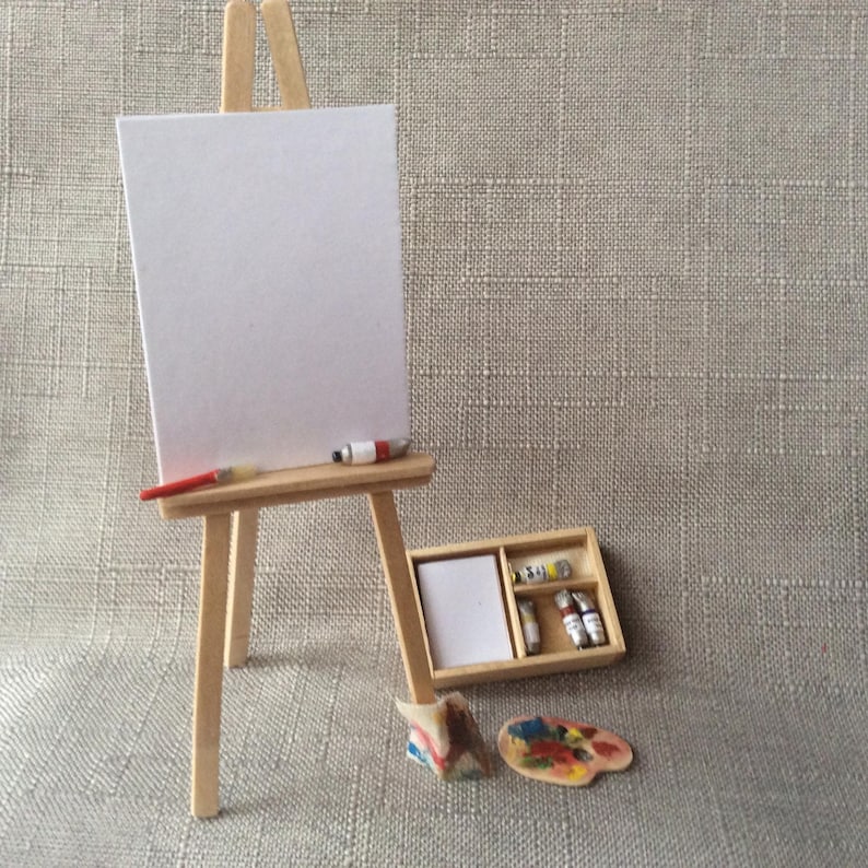 Miniature Painting Set, Easel and Artist Oil Paints, 1/12th Art Kit for ...