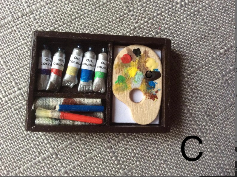 Miniature Painting Set Easel and Artist Oil Paints 1/12th | Etsy