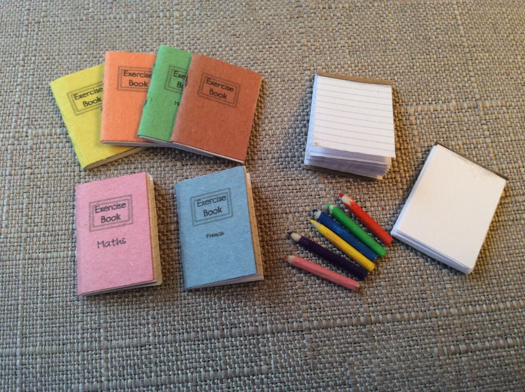 Miniature School Books and Pencils, Stationery, 1/12th School Books for ...