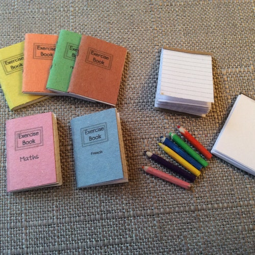 Miniature School Books and Pencils Stationary 1/12th School - Etsy