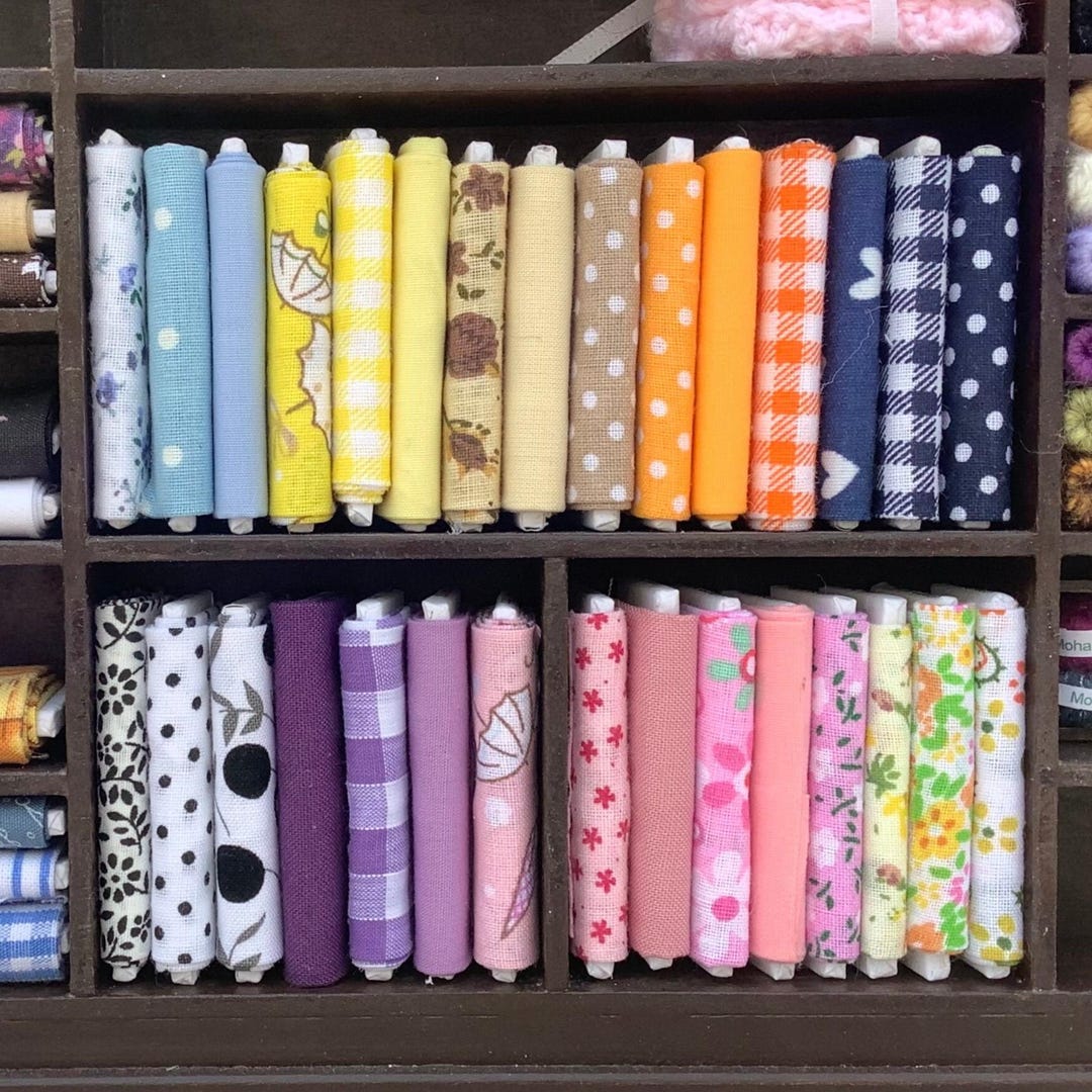 Miniature Rolls of Fabric for Dolls House Sewing Room, Miniature Sewing ...
