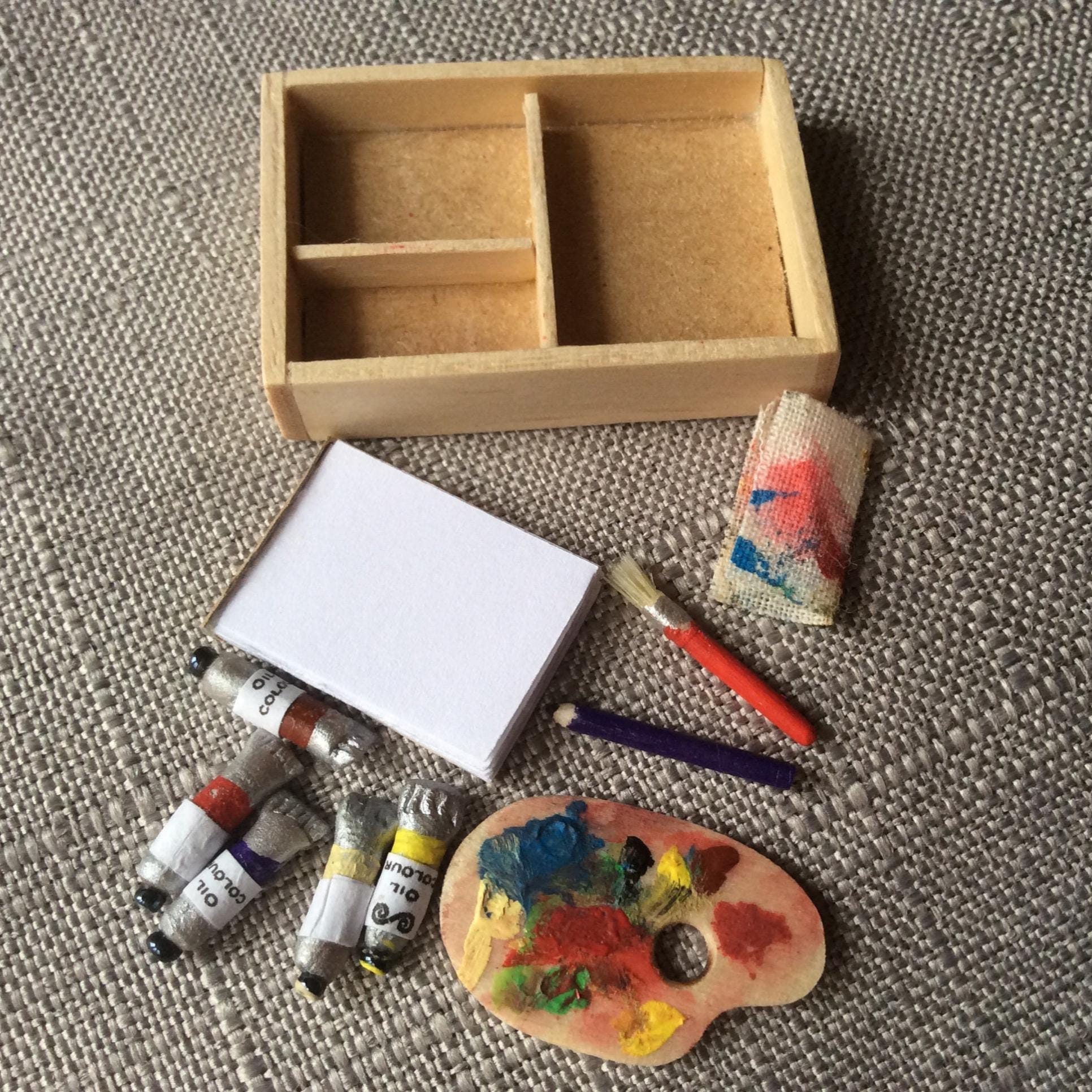 Miniature Painting Set, Easel and Artist Oil Paints, 1/12th Art Kit for ...