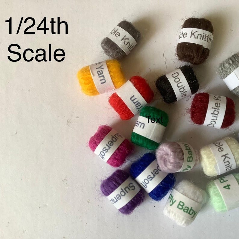 Miniature Yarn Skeins, 1/24th Scale Dollhouse Knitting Wool - Etsy