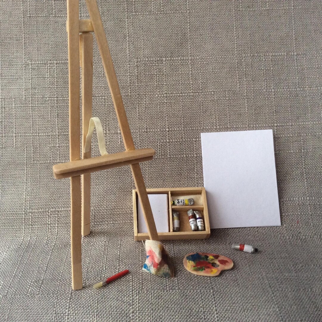 Miniature Painting Set, Easel and Artist Oil Paints, 1/12th Art Kit for ...