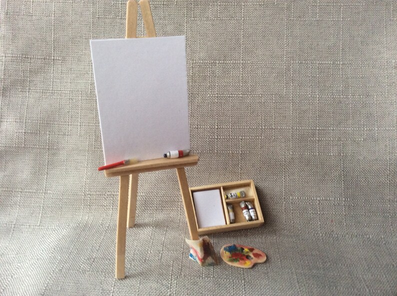 Miniature Painting Set Easel and Artist Oil Paints 1/12th | Etsy