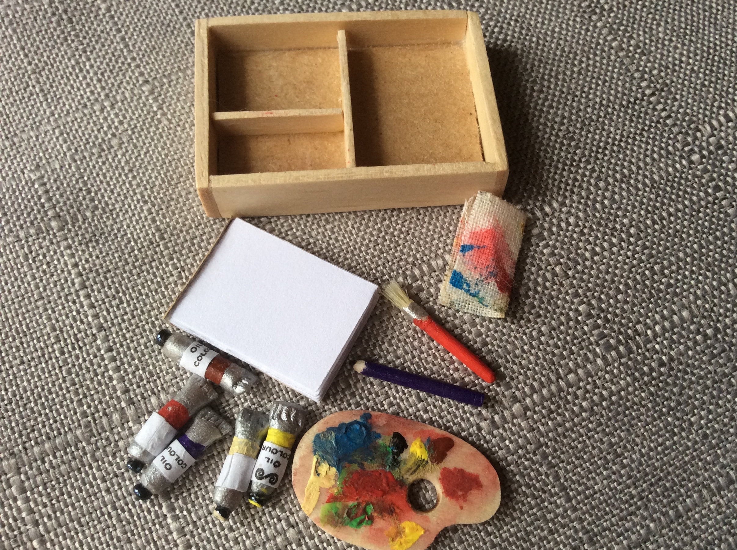 Miniature Painting Set With 2 Paintings Easel and Pictures - Etsy