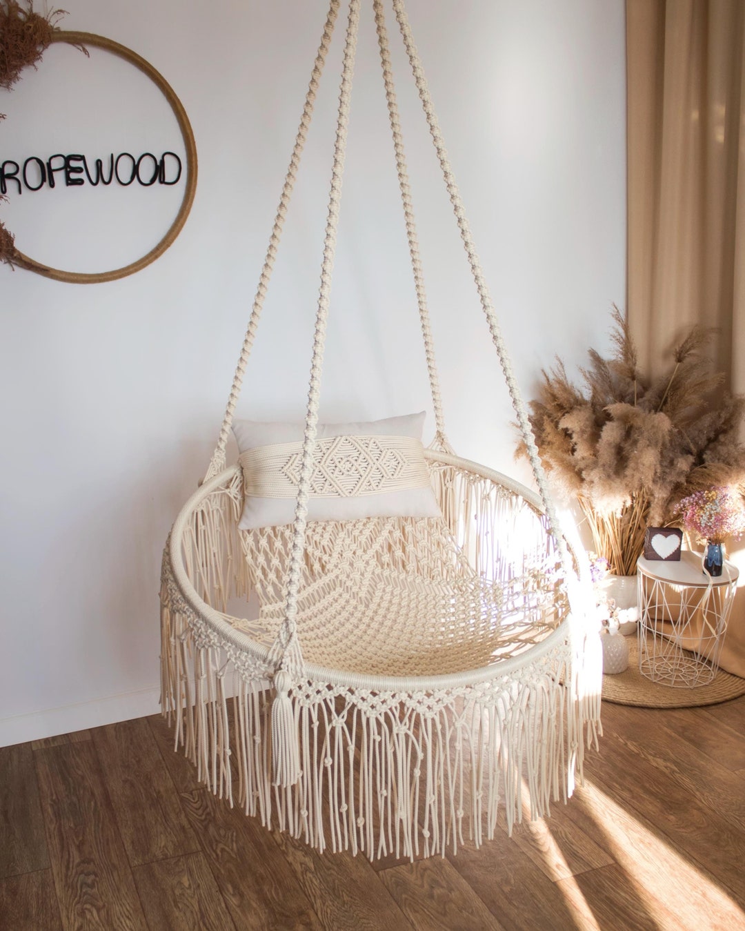 READY TO SHIP Boho Macrame Hanging Chair Boho Style Swing - Etsy