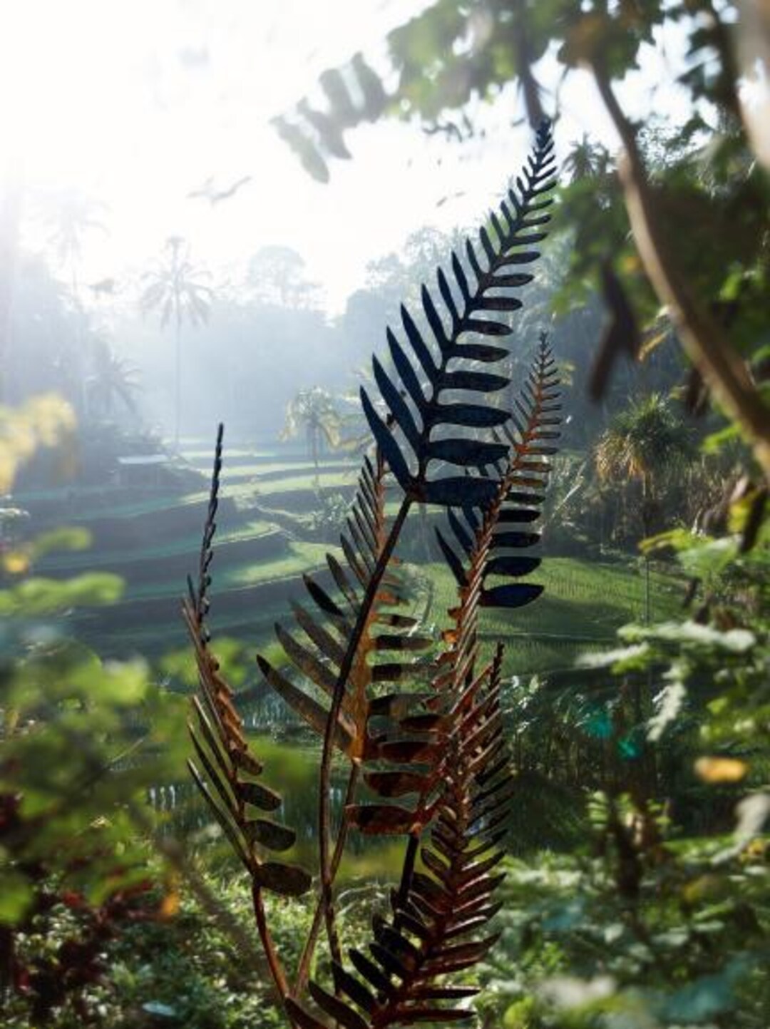 Fern Sculpture With Fern Leaves Garden Sculpture Rustic Rusty Garden ...
