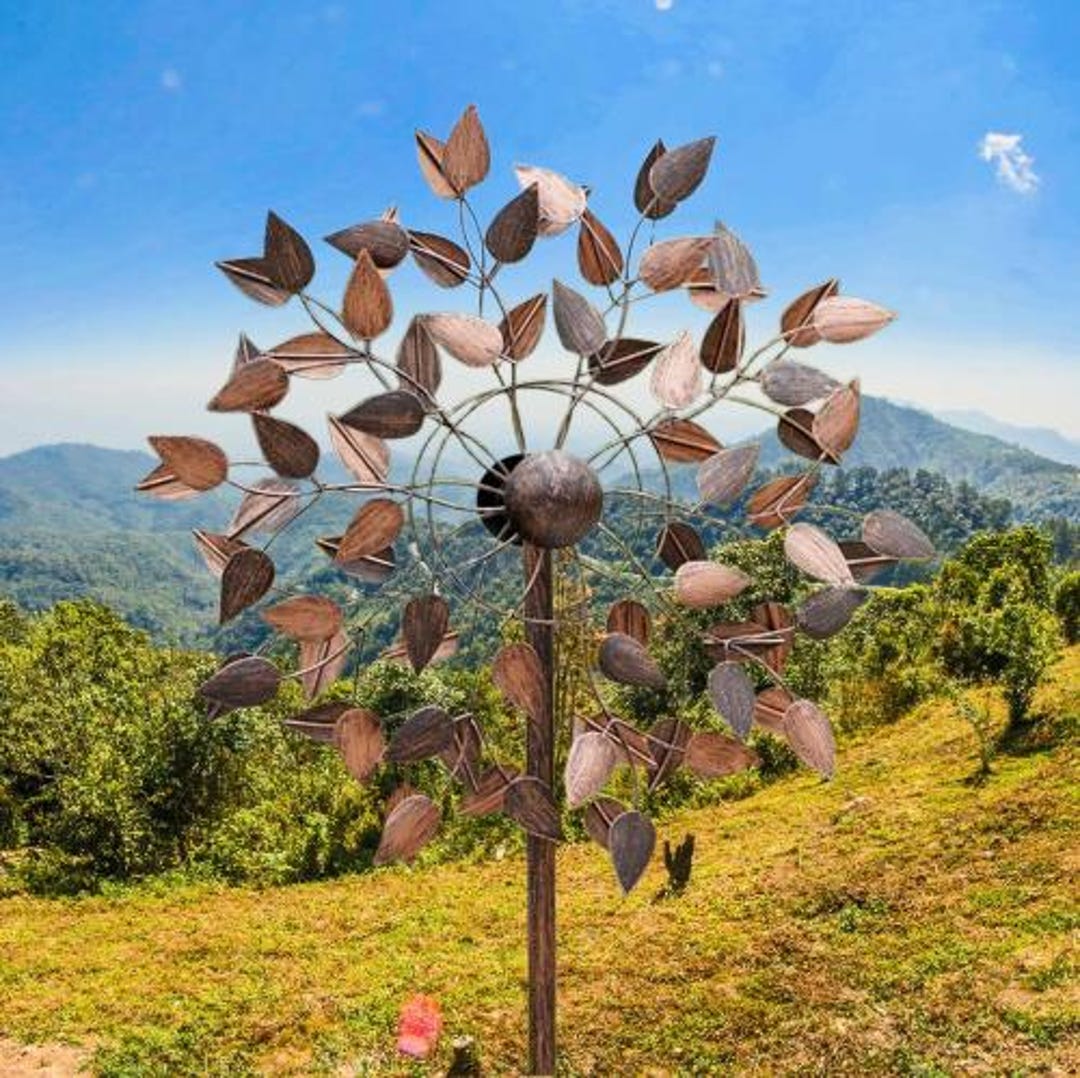 Metal Kinetic Windmill Wind Spinner With Stake , Garden Spinner ...
