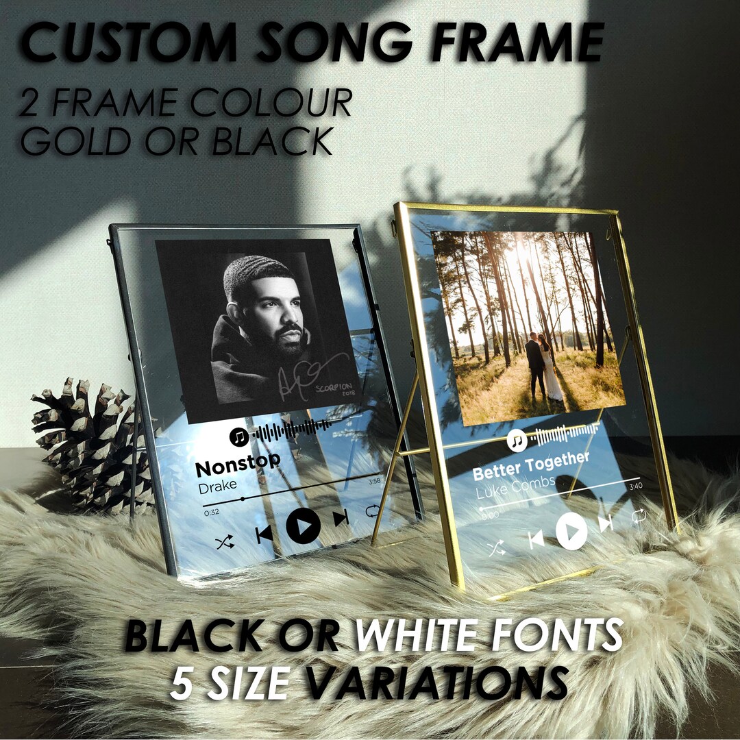 Custom Couple Music Glass Frame, Custom Song Frame Best Friend Song ...