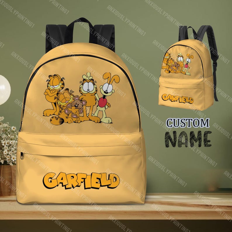 Garfield Cat Backpack, Custom Garfield Backpack, Back to School Bag ...