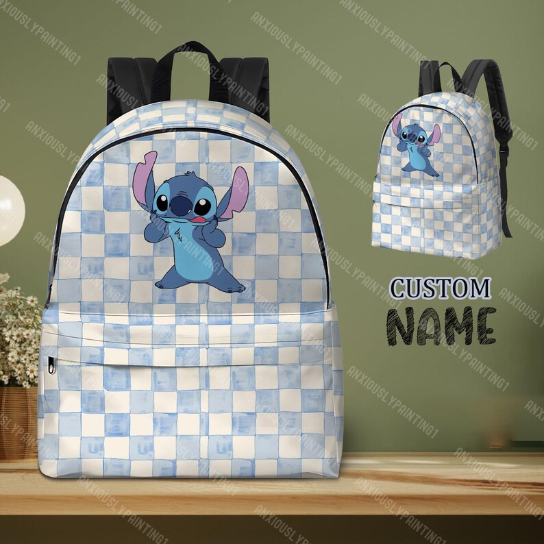 Blue Stitch Backpack, Custom Stitch Backpack, Back to School Bag ...