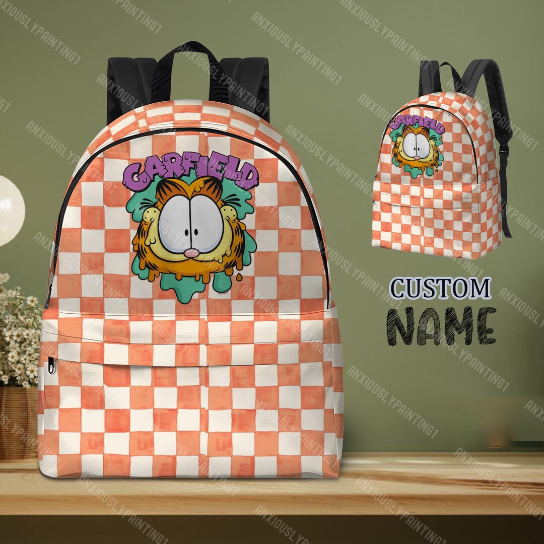 Garfield Cat Backpack, Custom Garfield Backpack, Back to School Bag ...