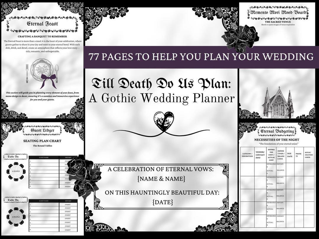 Spooky Wedding Printable, Dark Wedding Organizer, Alternative Wedding Checklist, Gothic Wedding ...