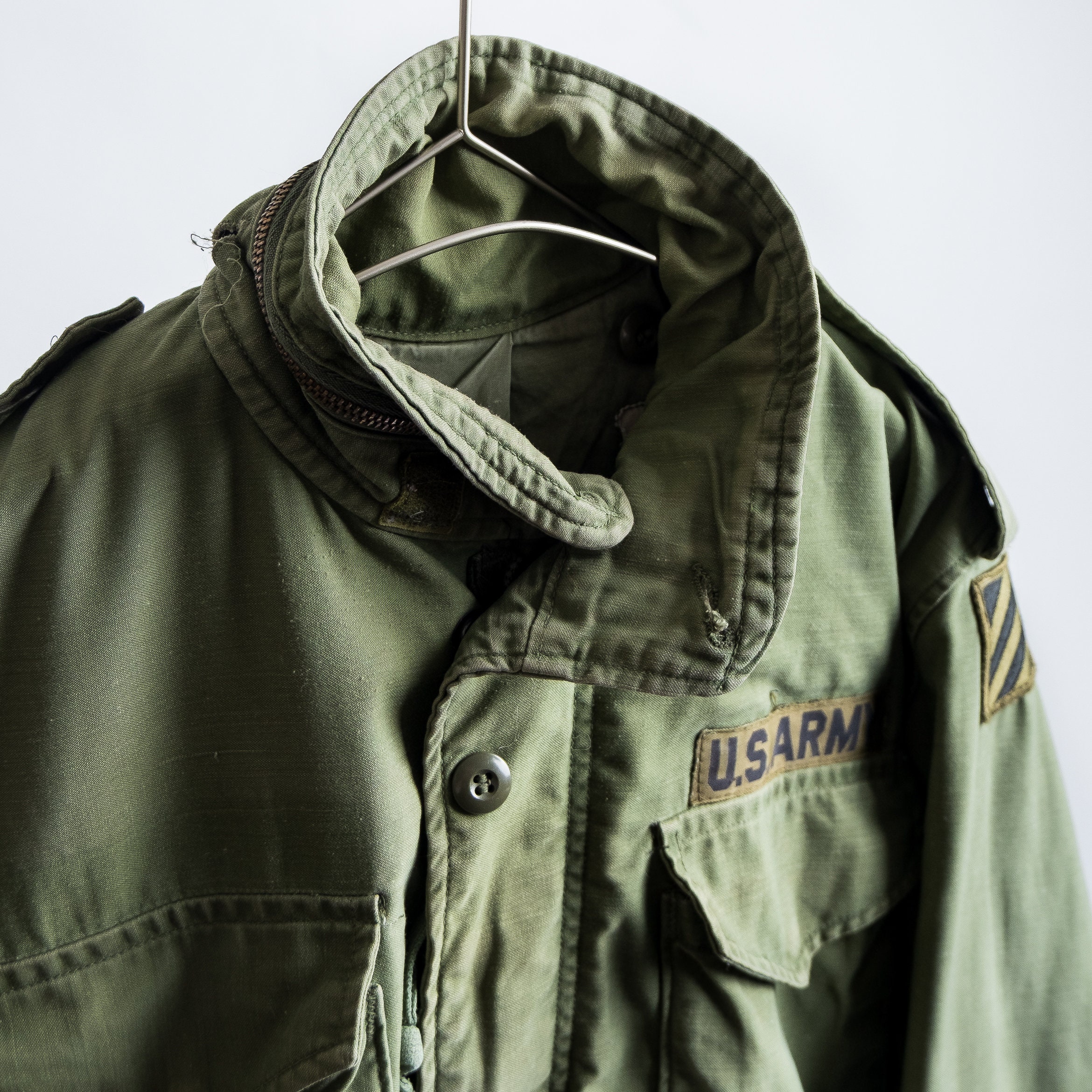Vintage US Army M65 Field Jacket Faded Olive Green Cotton Canvas Cold ...