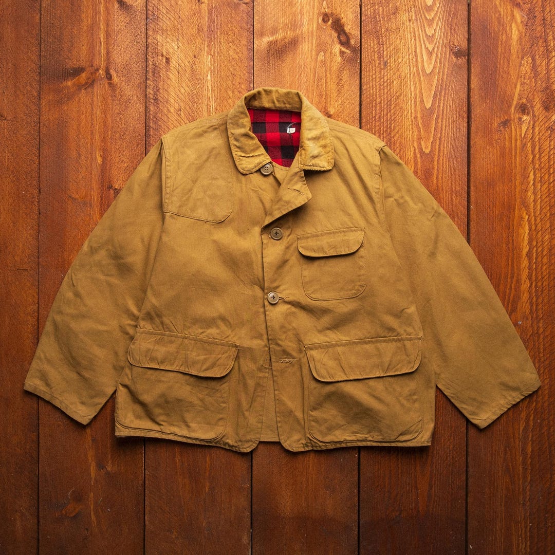 Vintage 1960s 60s American Faded Brown Cotton Canvas American Hunting ...