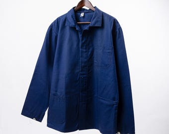 Vintage 70s French Blue HBT Chore Coat 1970s Utility Workwear Work Jacket Size XL - Etsy