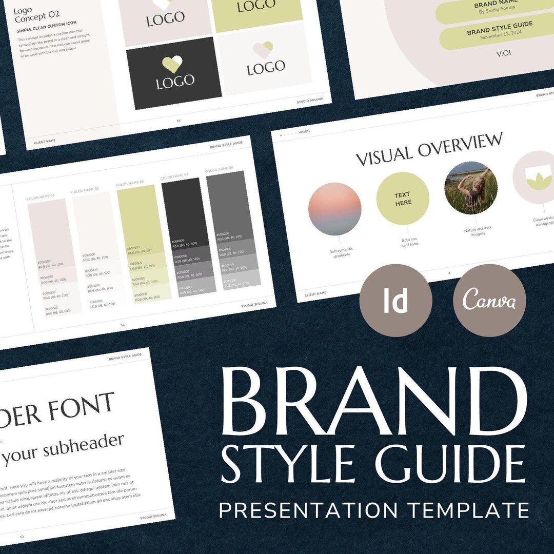 Brand Style Guide Canva and Indesign Slide Deck Presentation Template ...