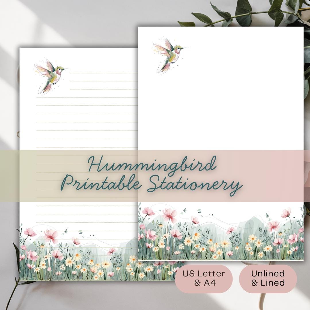 Hummingbird Printable Stationery – Watercolor Letter Writing Paper ...