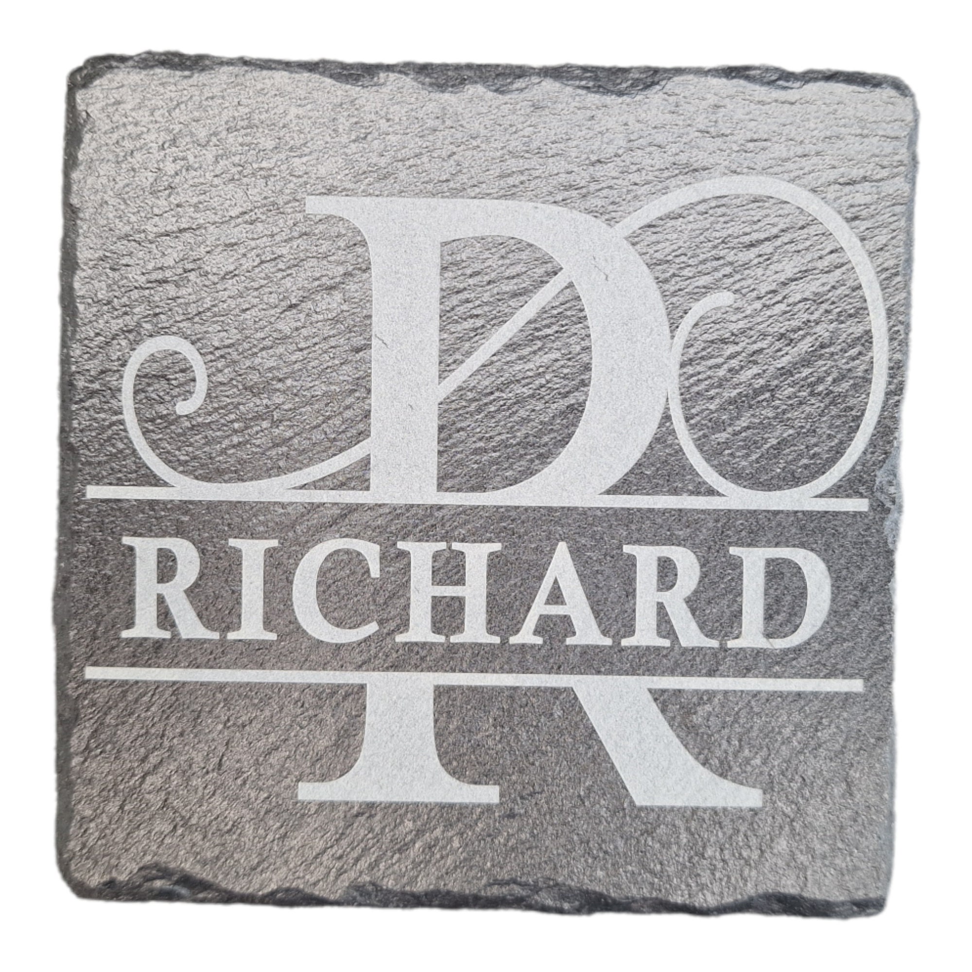 Personalised Slate Coaster - Monogram Initial - Round or Square - Etsy UK