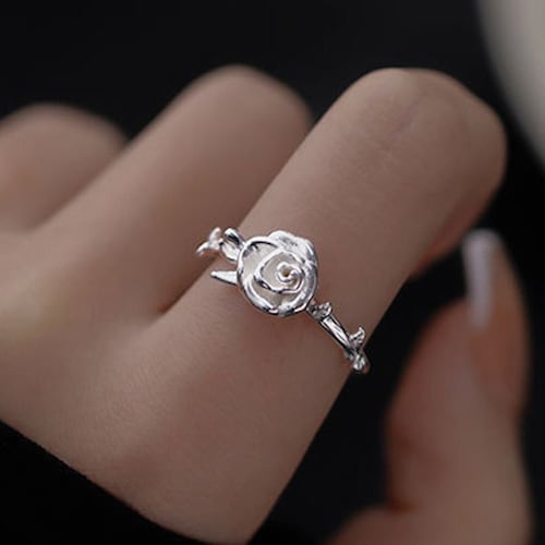Silver Rose Ringdouble Rose Ring - Etsy